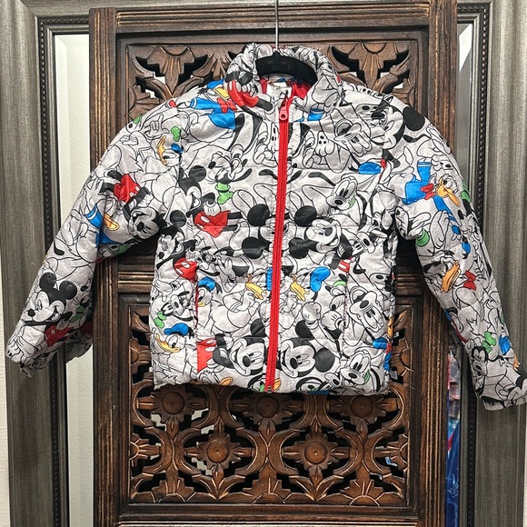 Disney | Jackets & Coats | Disney Mickey Mouse Multicolor Puffer Jacket ...